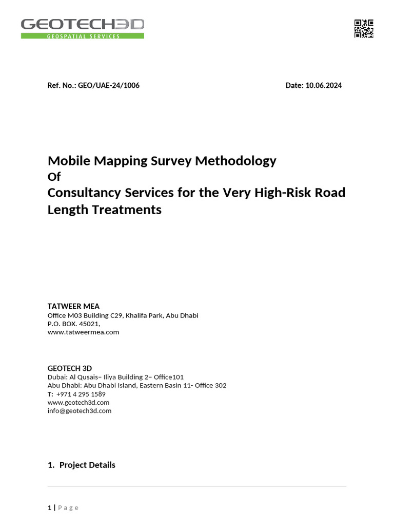 Methodelogy For Mobile Mapping - The Very High-Risk Road Length ...