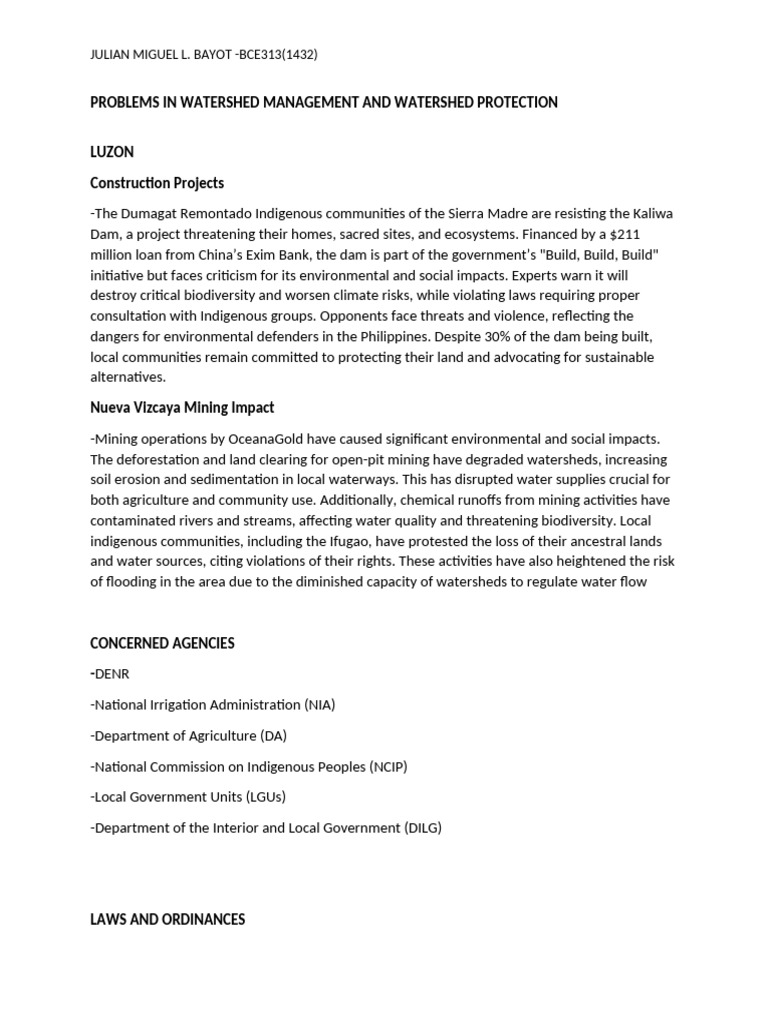 Problems in Watershed Management and Watershed Protection | PDF ...
