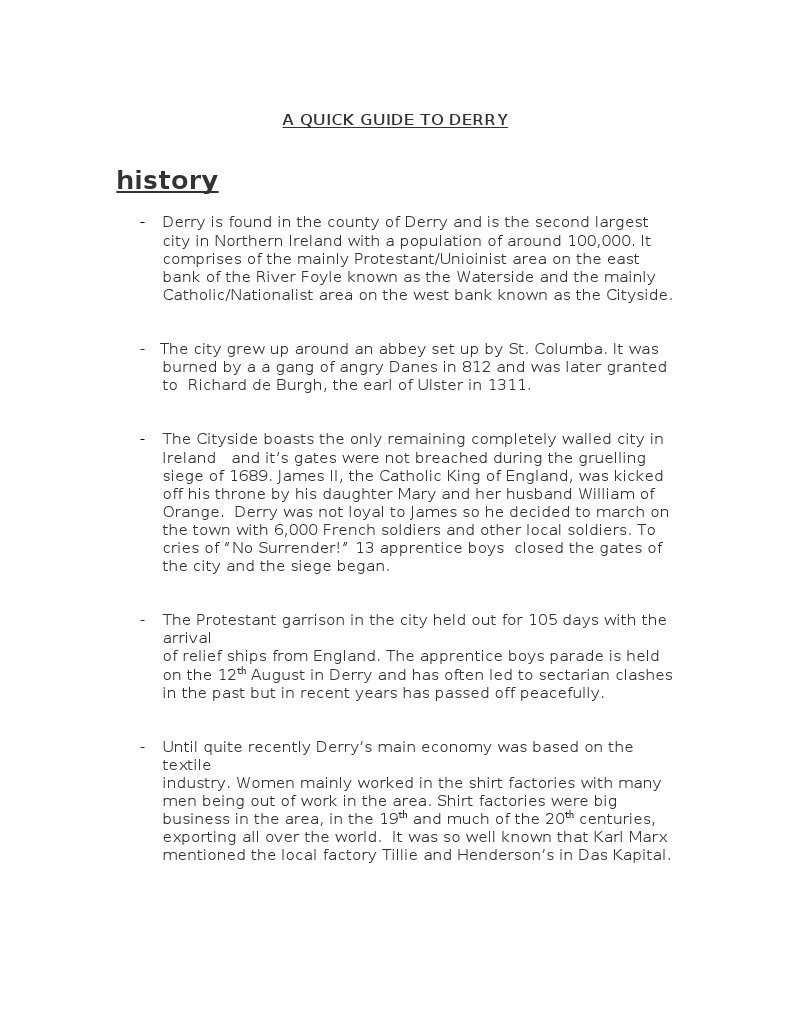 A Quick Guide To Derry | PDF | Politics Of Northern Ireland | Society ...