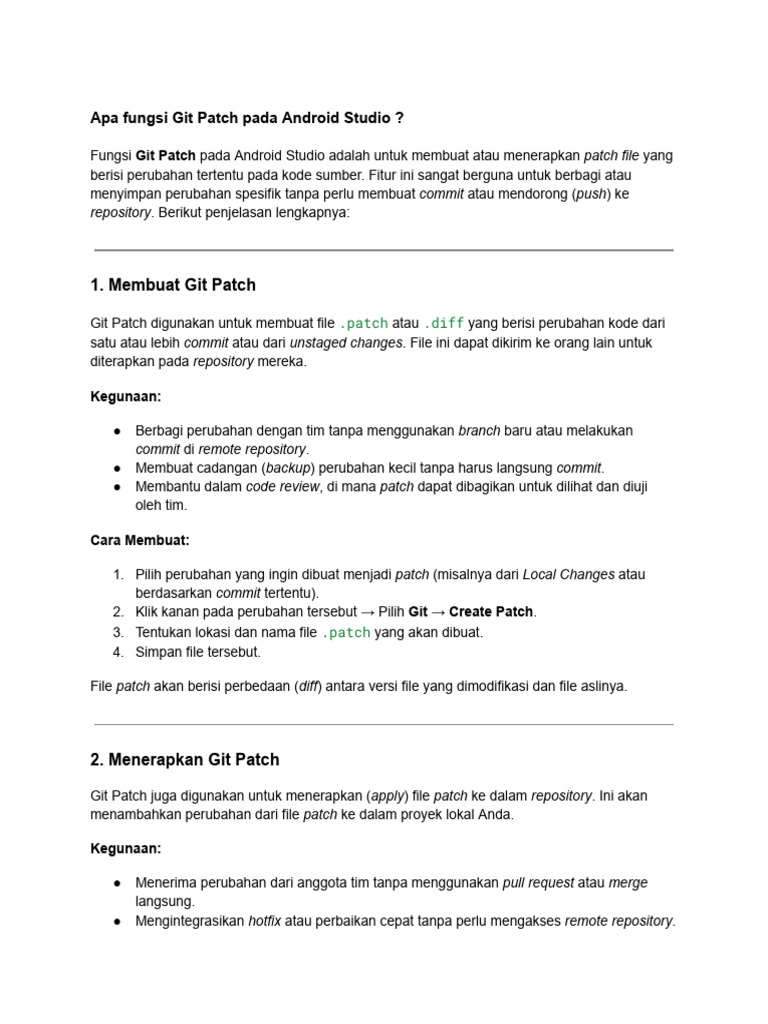 ChatGPT - Git Patch Di Android Studio | PDF