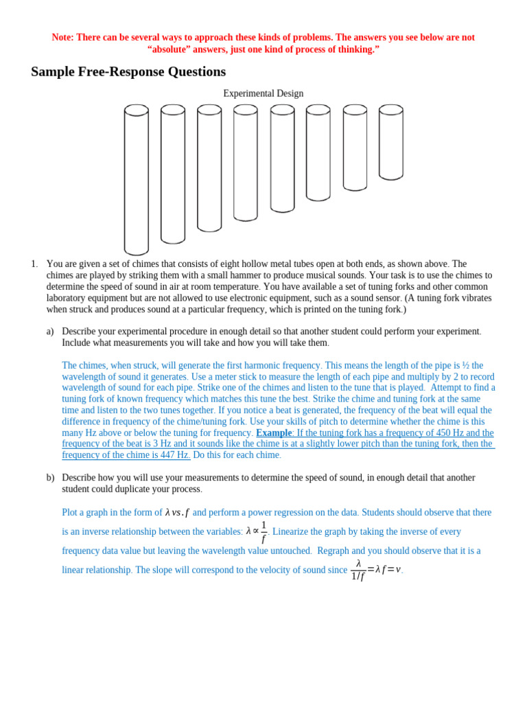 AP_Free_Response_-_Possible_Solutions | PDF | Frequency | Collision