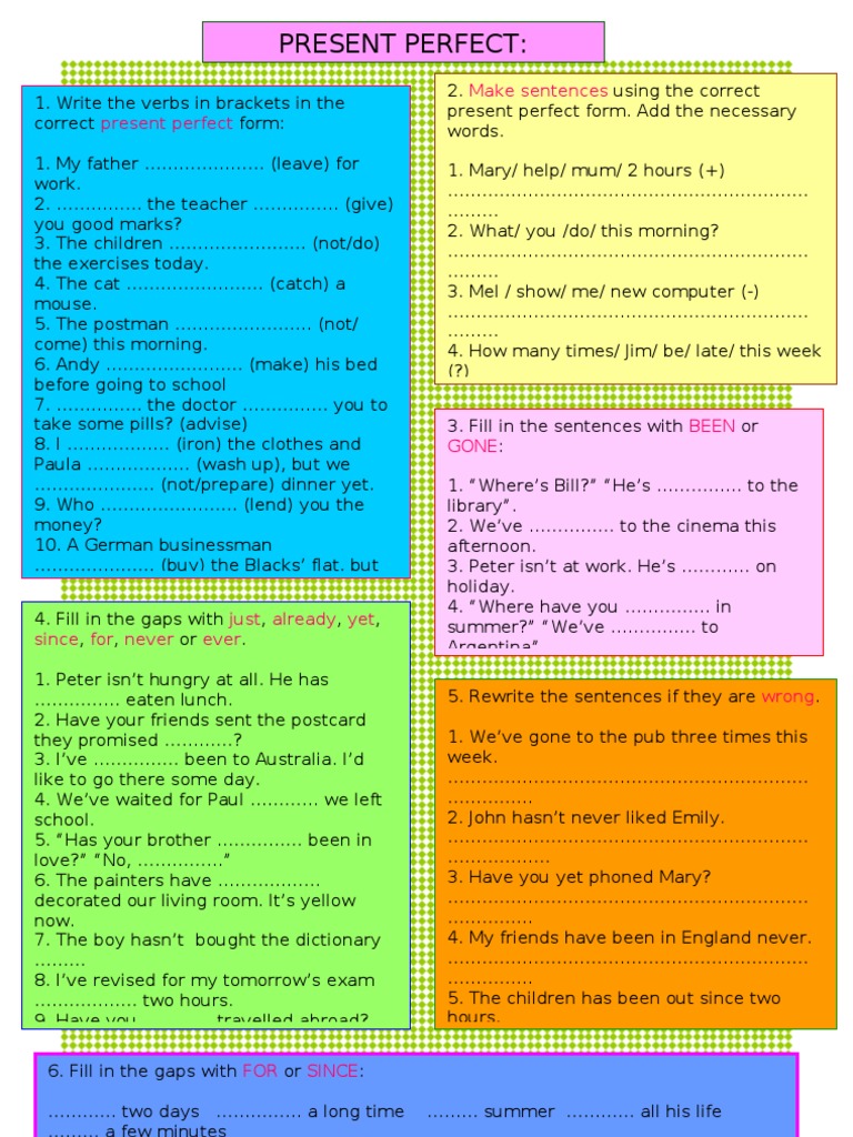 Present Perfect Practice | PDF | Ellipsis | Language Mechanics