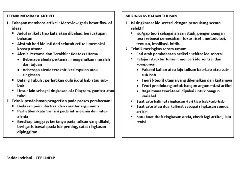 Teknik Membaca dan Meringkas Artikel | PDF