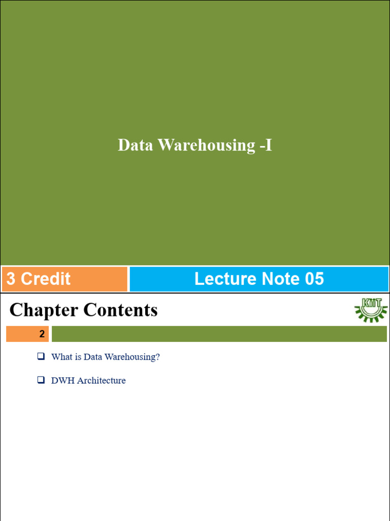 Lect 5 Data Warehousing I_240924_033406 | PDF | Data Warehouse | Databases