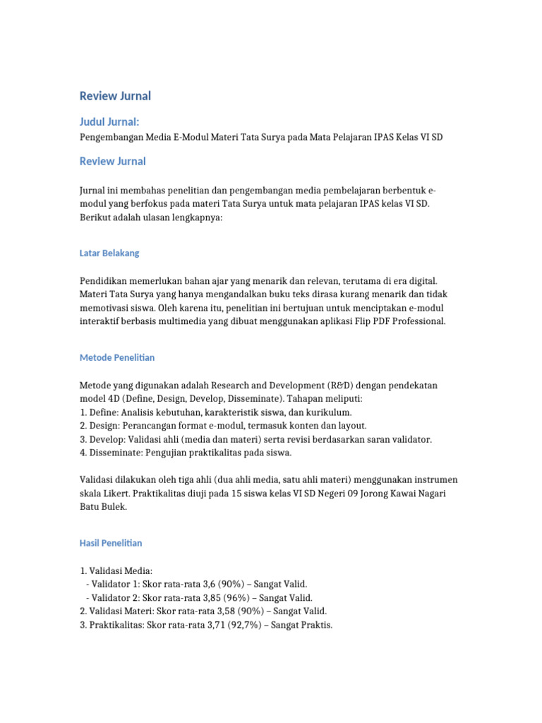 E-Modul Interaktif Tata Surya SD VI | PDF