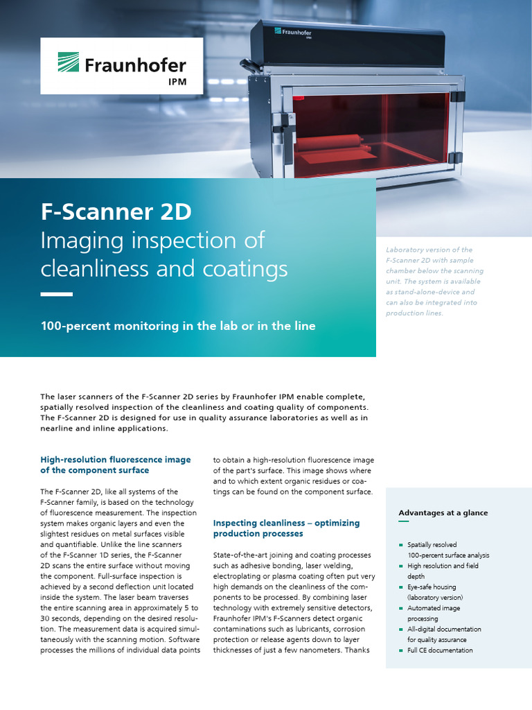 F Scanner 2D Fluorescence Measurement Cleanliness Coatings | PDF ...