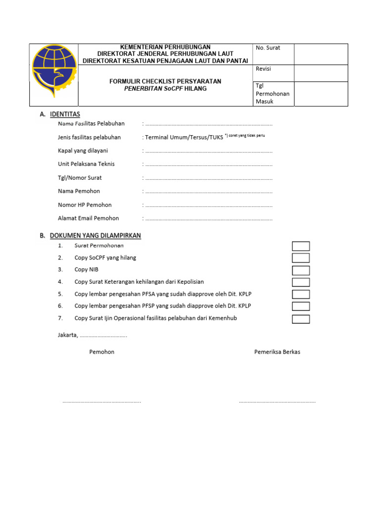 Checklist Socpf Permanen Hilang 2024 | PDF