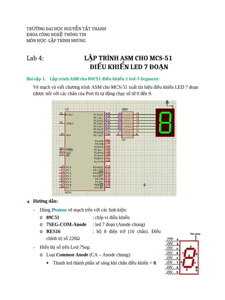 Lab 4-ASM-dieu Khien Led 7seg | PDF