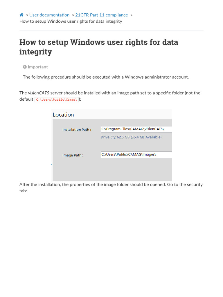 How To Setup Windows User Rights For Data Integrity - visionCATS 3.1 ...