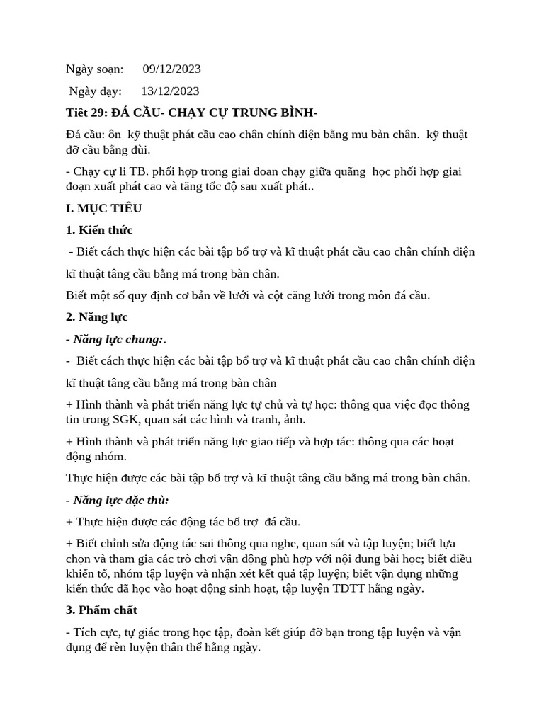 Giáo Án GDTC 7 Tiết 29-32 | PDF