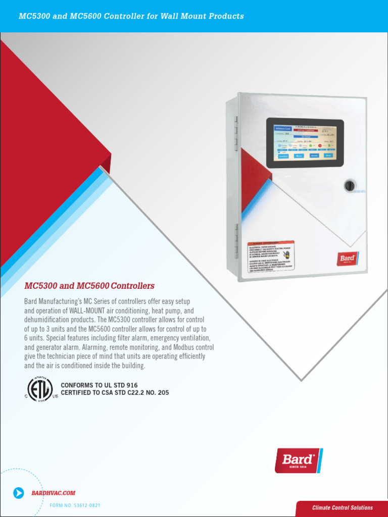 SPEC SHEET BARD MC5000 | PDF | Air Conditioning | Transformer