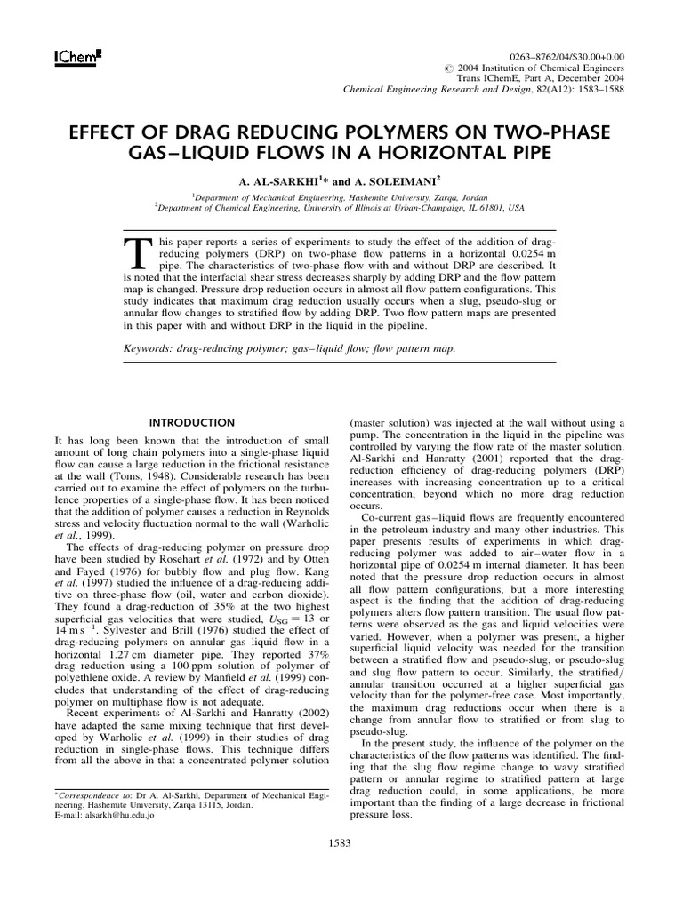 Effect of Drag Reducing Polymers On Two-Phase Gas-Liquid Flows in A ...