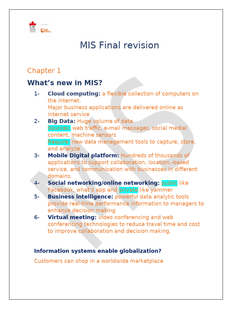 Mis | PDF | Computer Network | Business Process