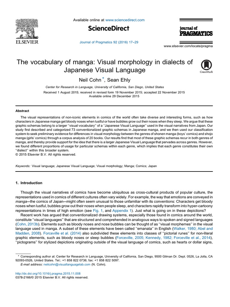 The Vocabulary of Manga - Visual Morphology in Dialects of Japanese ...