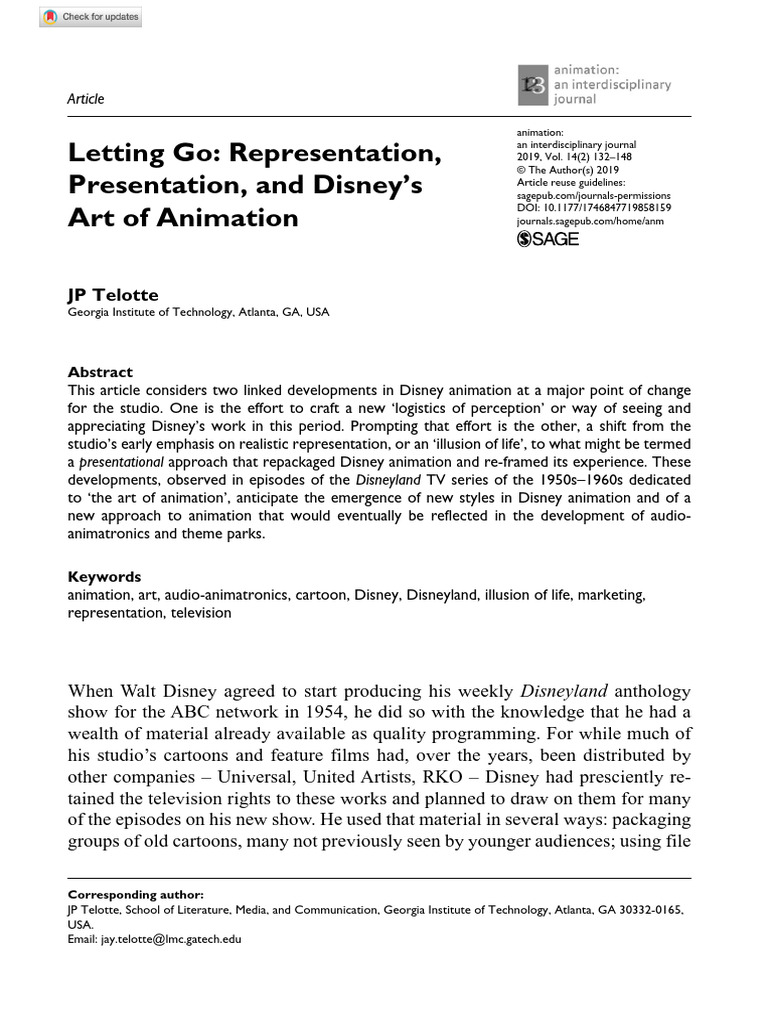 Letting Go Representation, Presentation, and Disney's Art of Animation ...