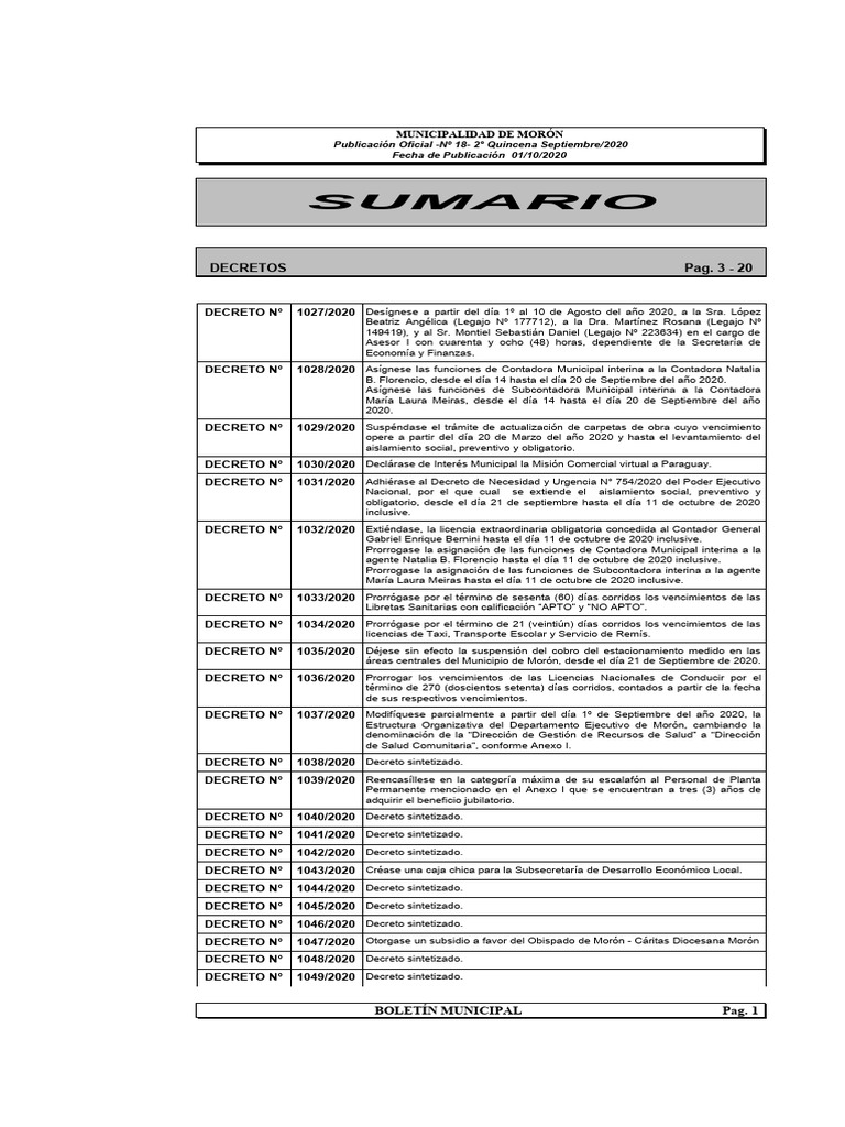 Decretos y Resoluciones Morón Sep 2020 | PDF | Argentina