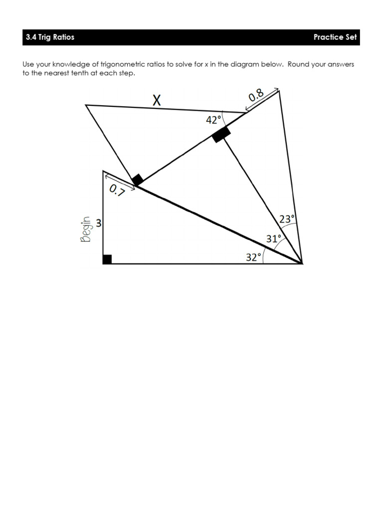 Trigonometric Ratios Practice Set | PDF