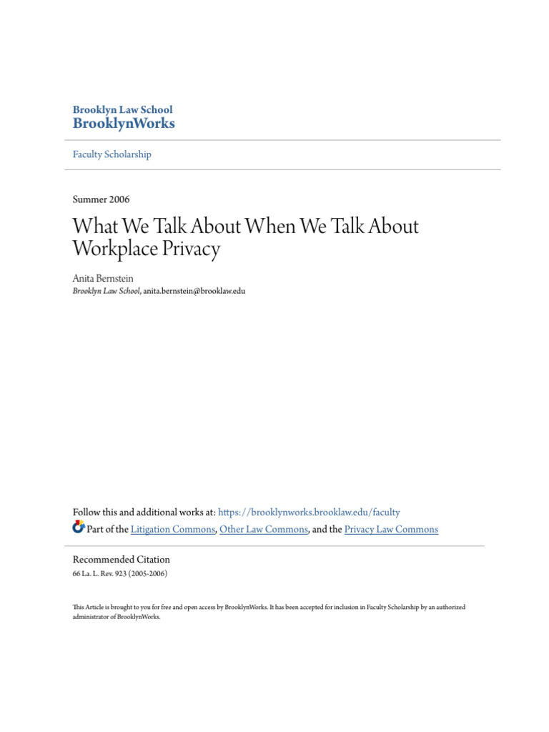 What We Talk About When We Talk About | PDF | Privacy | Employment