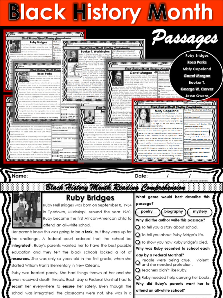 Black History Month Reading Passages | PDF