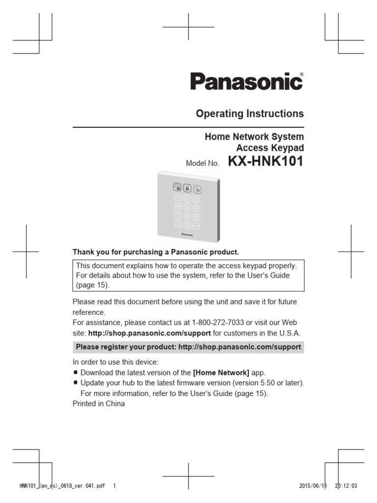 Panasonic Keypad User Guide | PDF | Ac Power Plugs And Sockets | Radio
