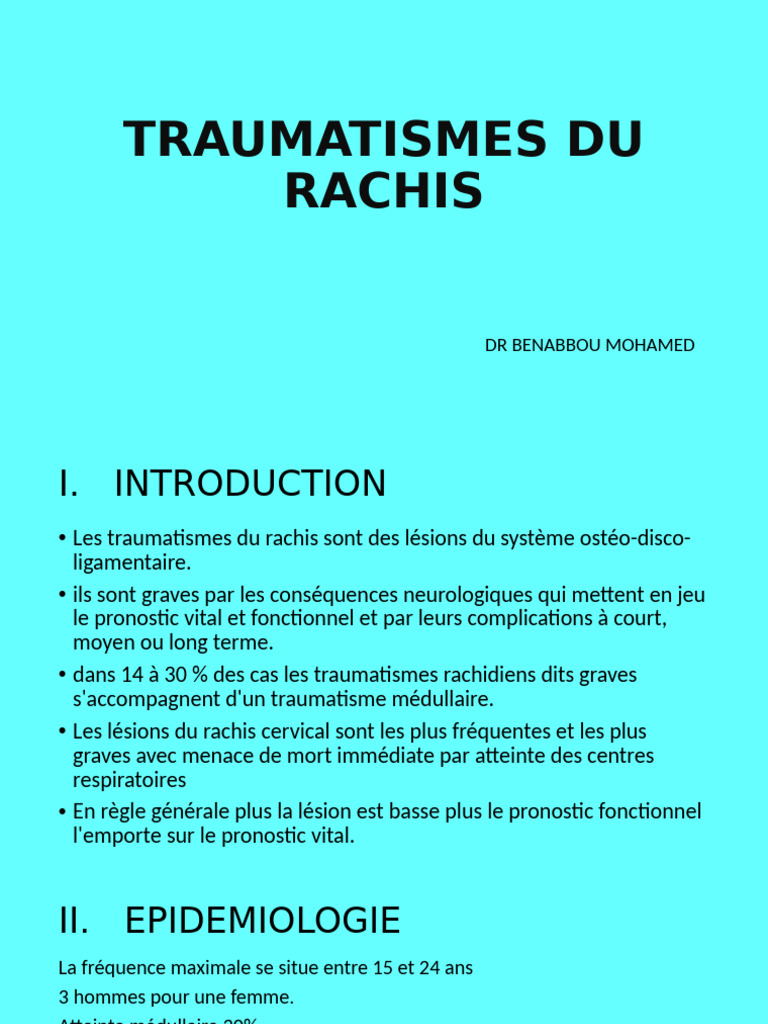 Traumatismes Du Rachis | PDF | Vertèbre | Colonne vertébrale