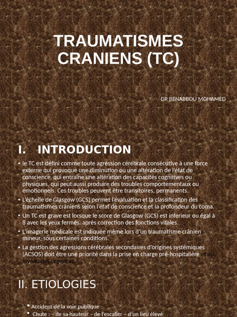 Traumatismes Craniens (Tc) | PDF | Traumatisme crânien | Liquide cérébro-spinal