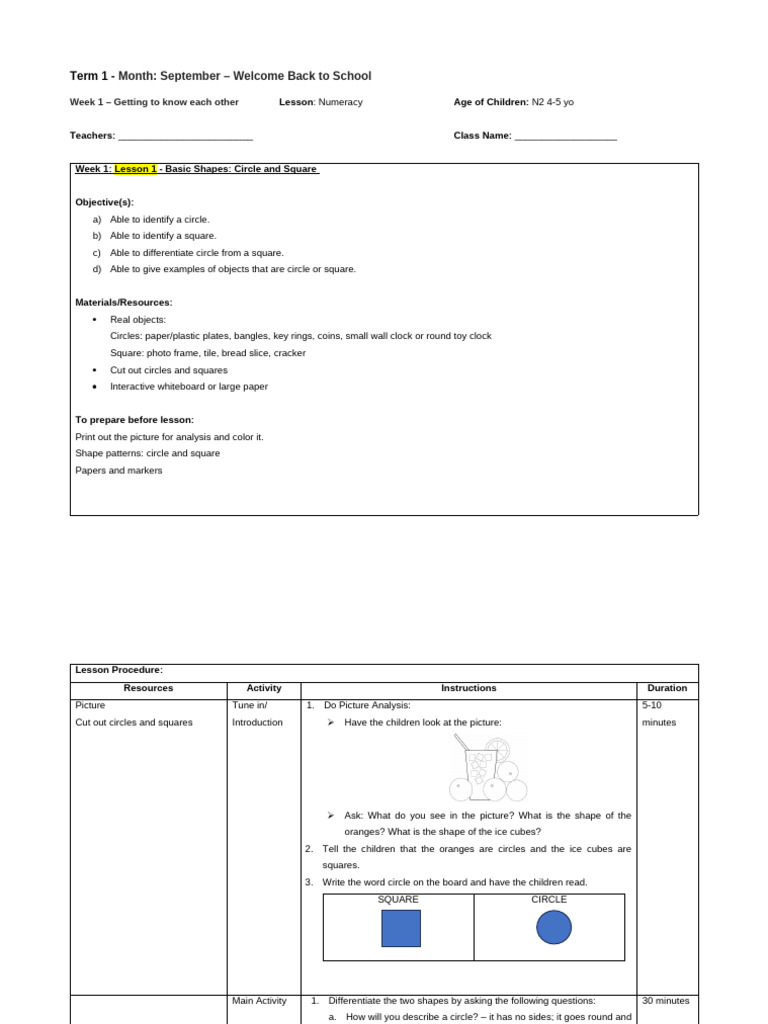 Preschool Lesson Plan Sample | PDF | Classroom Management | Learning