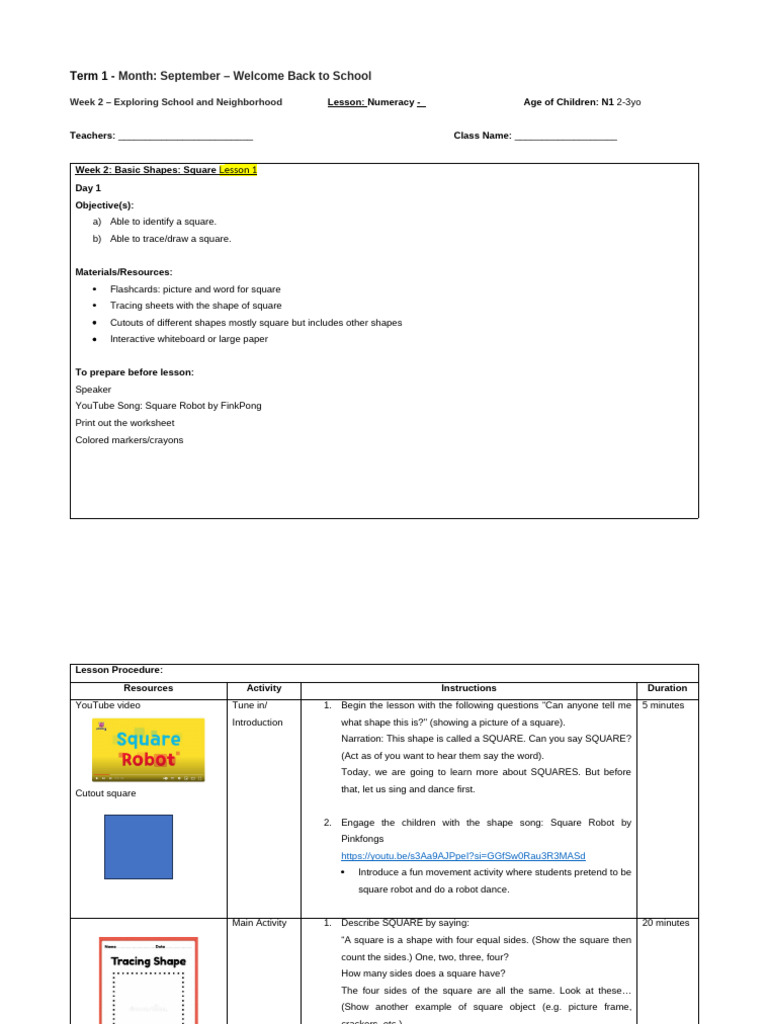 Sample Numeracy Lesson Plan For Preschool | PDF | Classroom Management ...