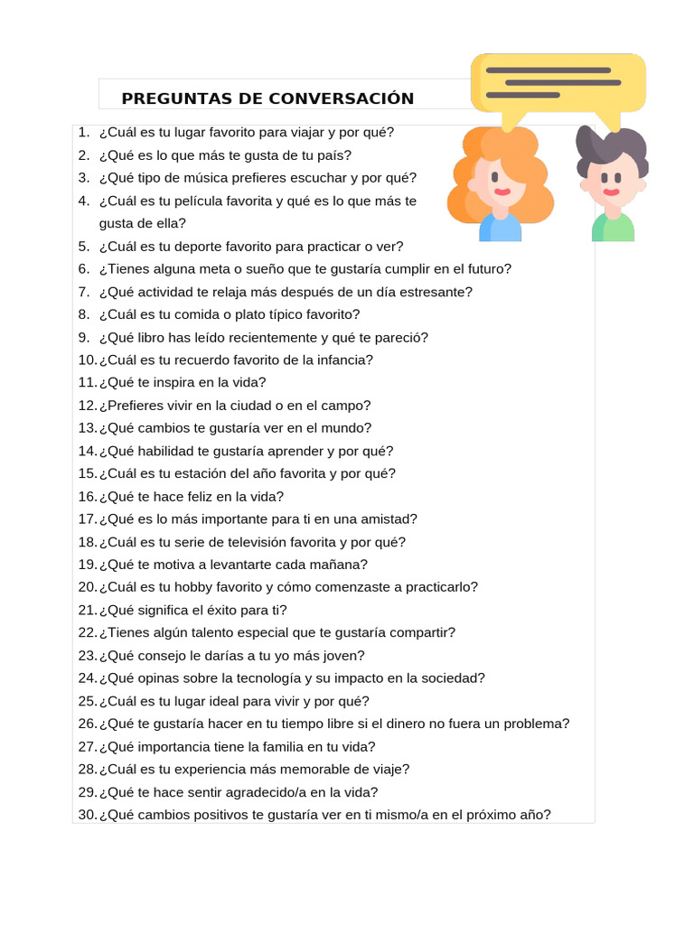 Preguntas de Conversación | PDF
