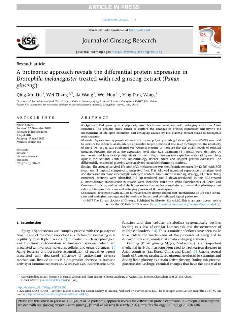 A Proteomic Approach Reveals The Differential Protein Expression in ...