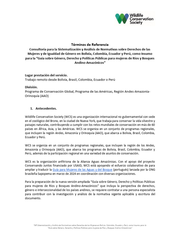 TDR Consultoria Guia Mujeres | PDF | Perú | Ecuador
