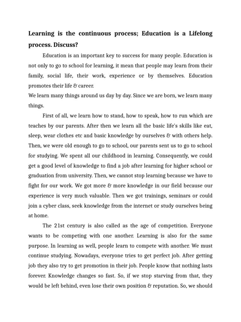 Education is a Lifelong process. | PDF | Learning | Knowledge