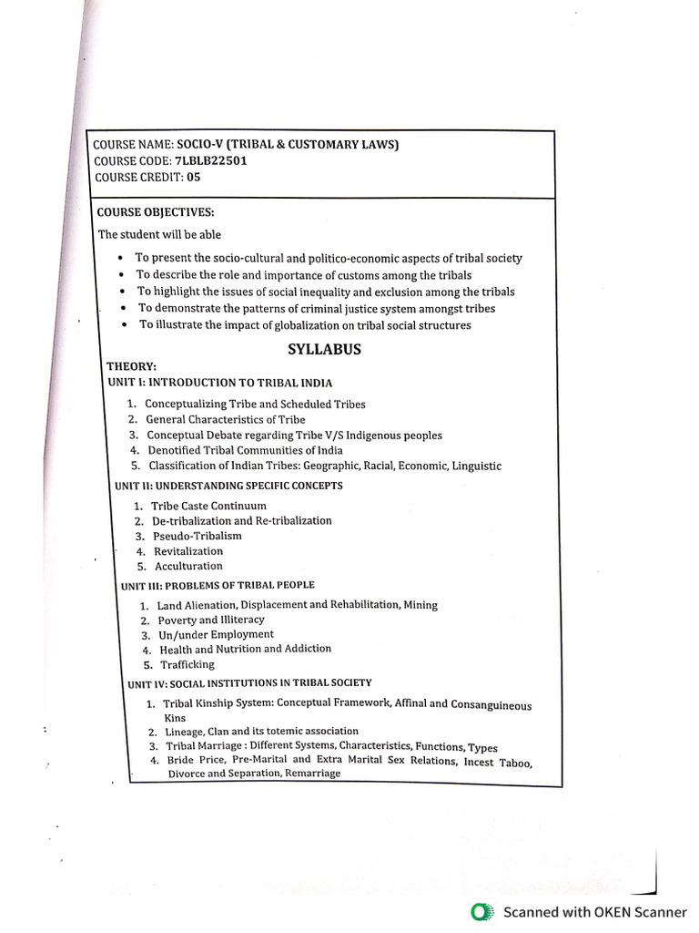 BA - Llb. 5th Sem Syllabus | PDF