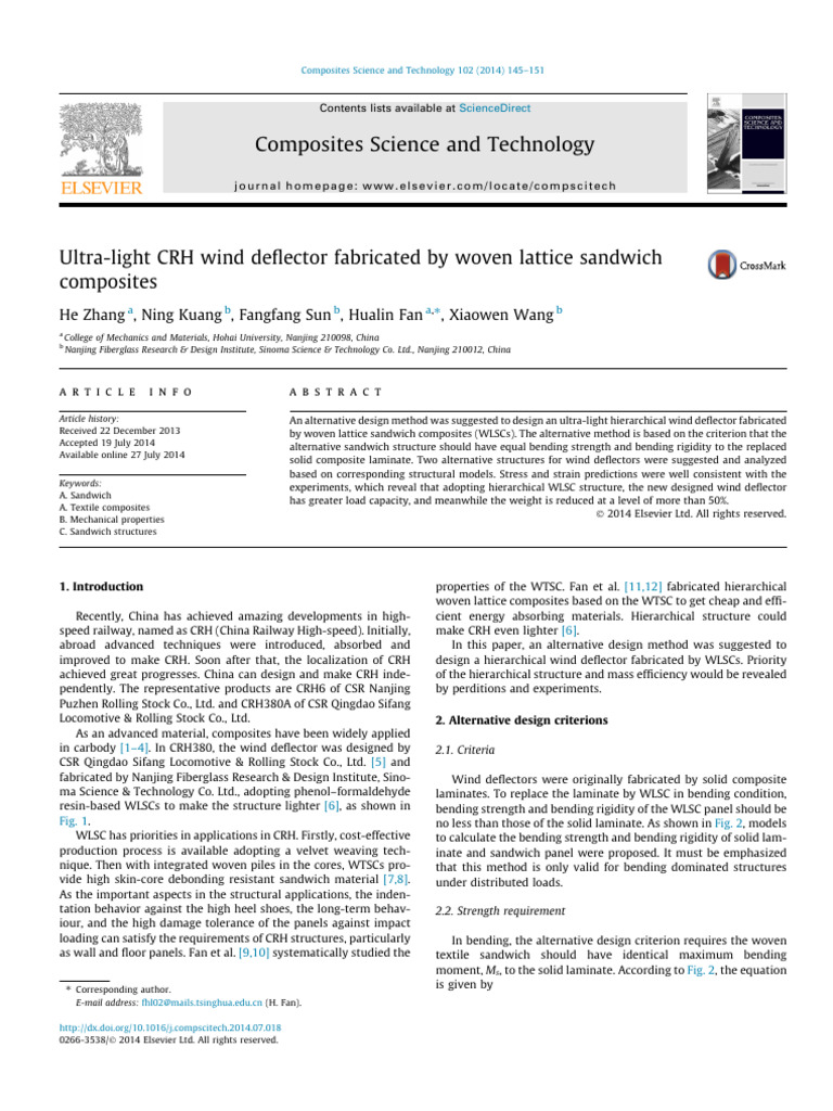 Ultra Light CRH Wind Deflector Fabricated by Woven - 2014 - Composites ...
