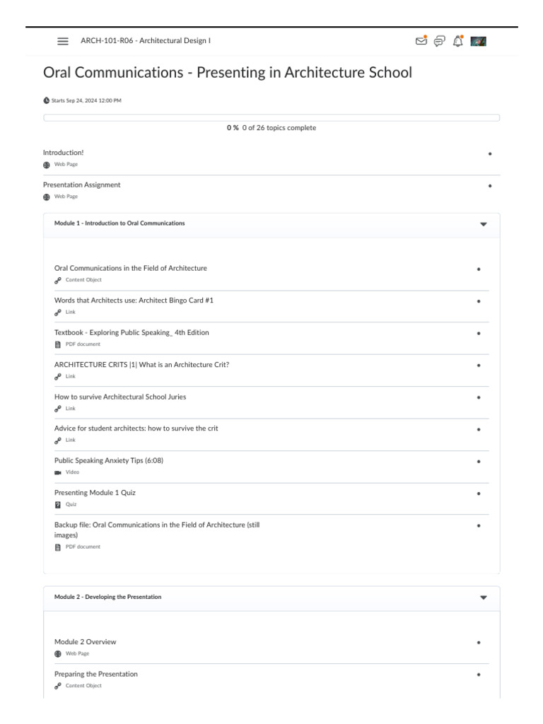 Toc Oral Communications - Presenting in Architecture SchooARCH-101-R06 ...