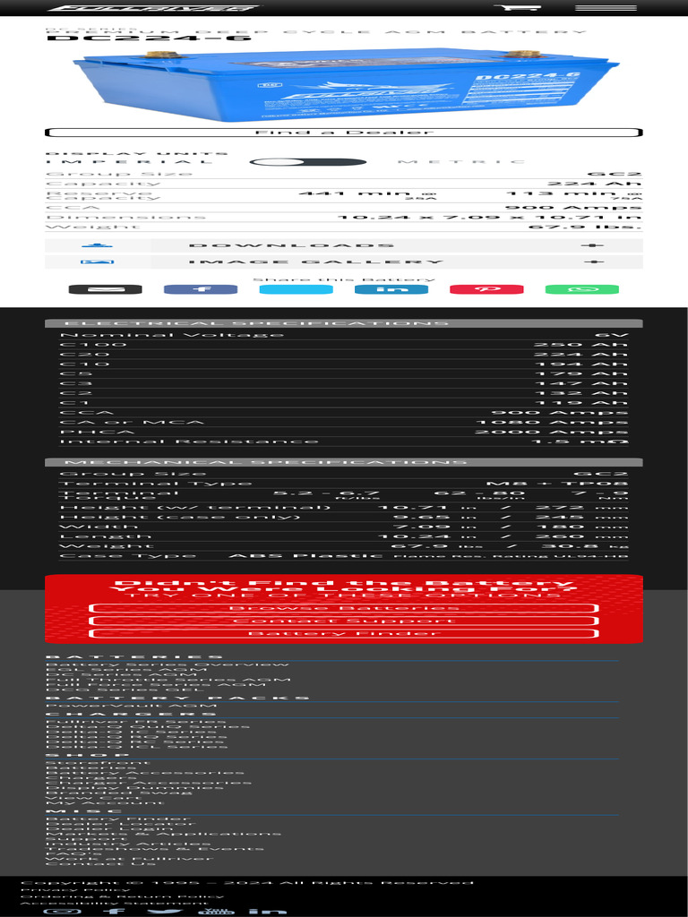 DC224-6 Battery From Fullriver Battery | PDF | Battery Charger | Electric Power