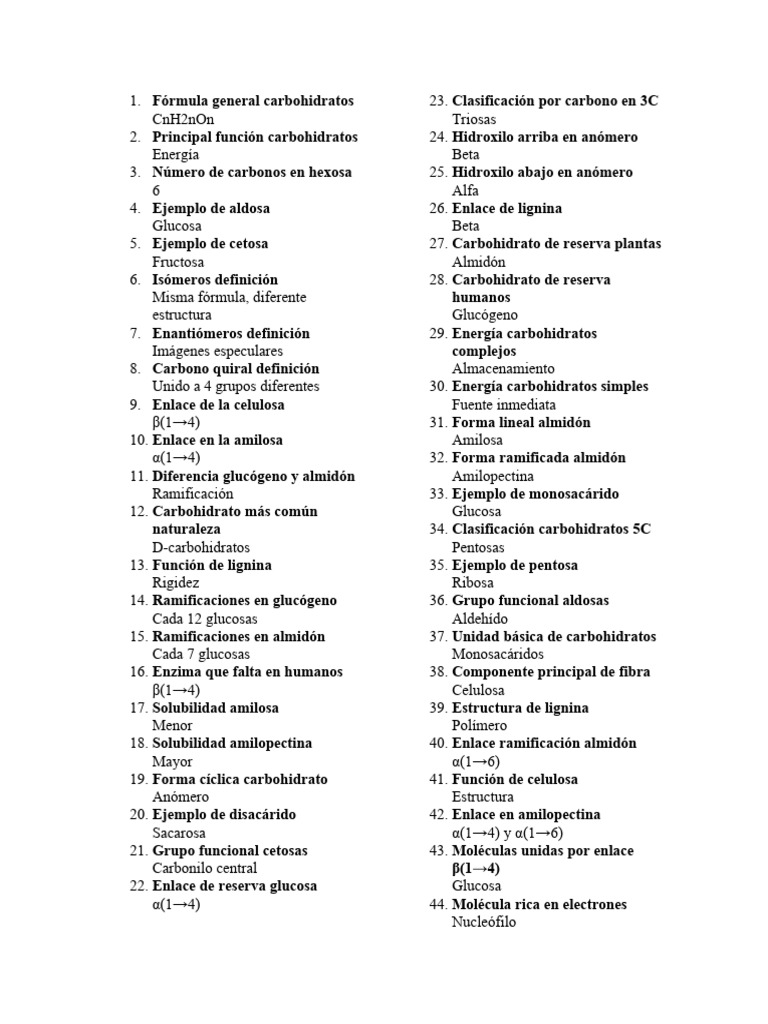 Guia Bioquimica Carbohidratos | PDF | Carbohidratos | Glucosa