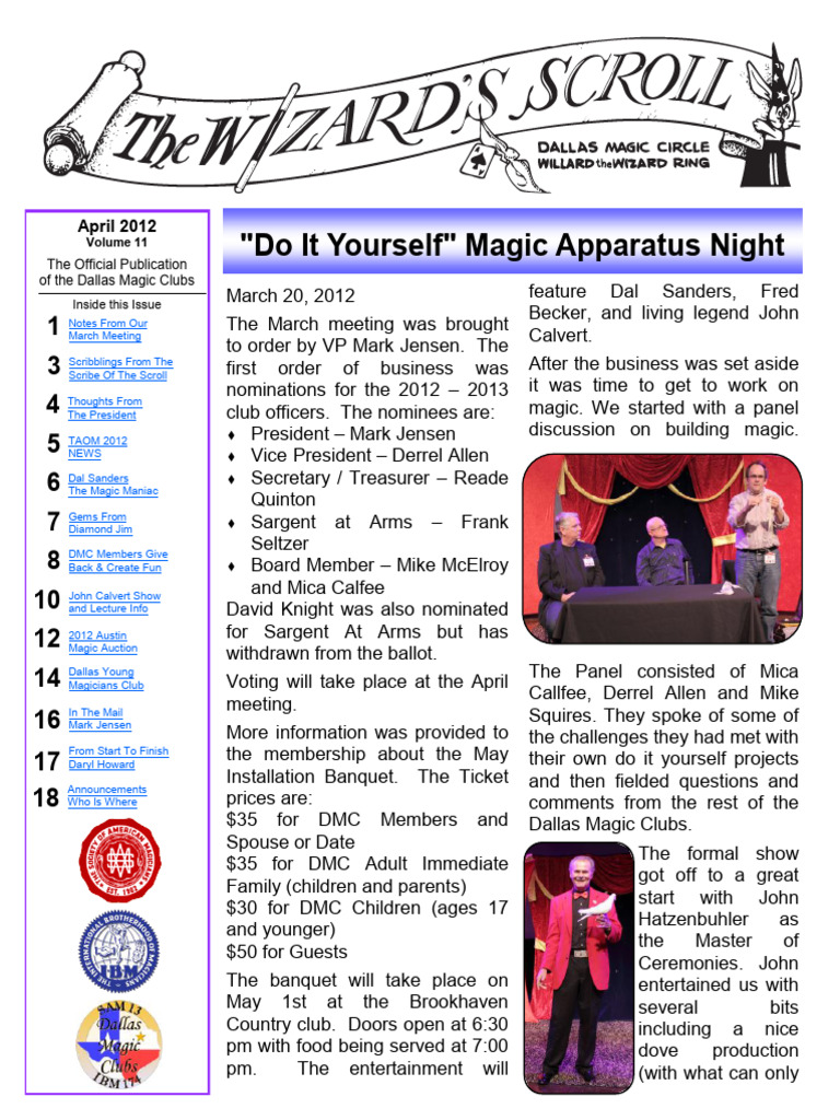 April 2012 Wizard's Scroll | PDF | Magic (Illusion)