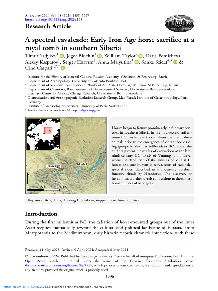 A Spectral Cavalcade Early Iron Age Horse Sacrifice at A Royal Tomb in ...