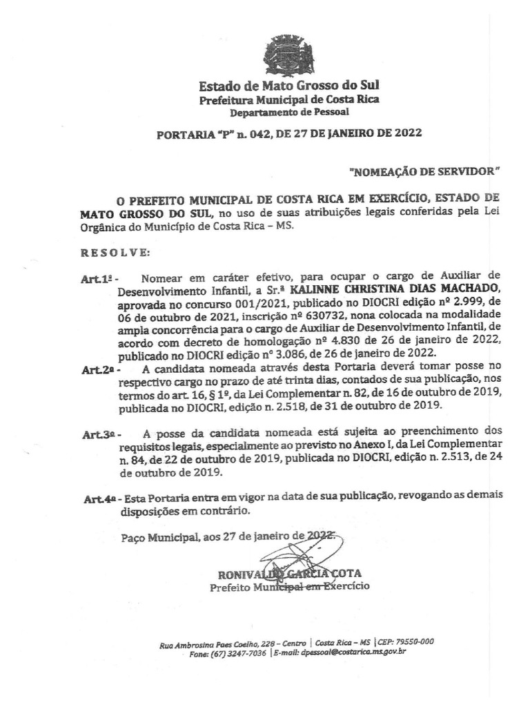 PORTARIA DO TERMO DE POSSE | PDF