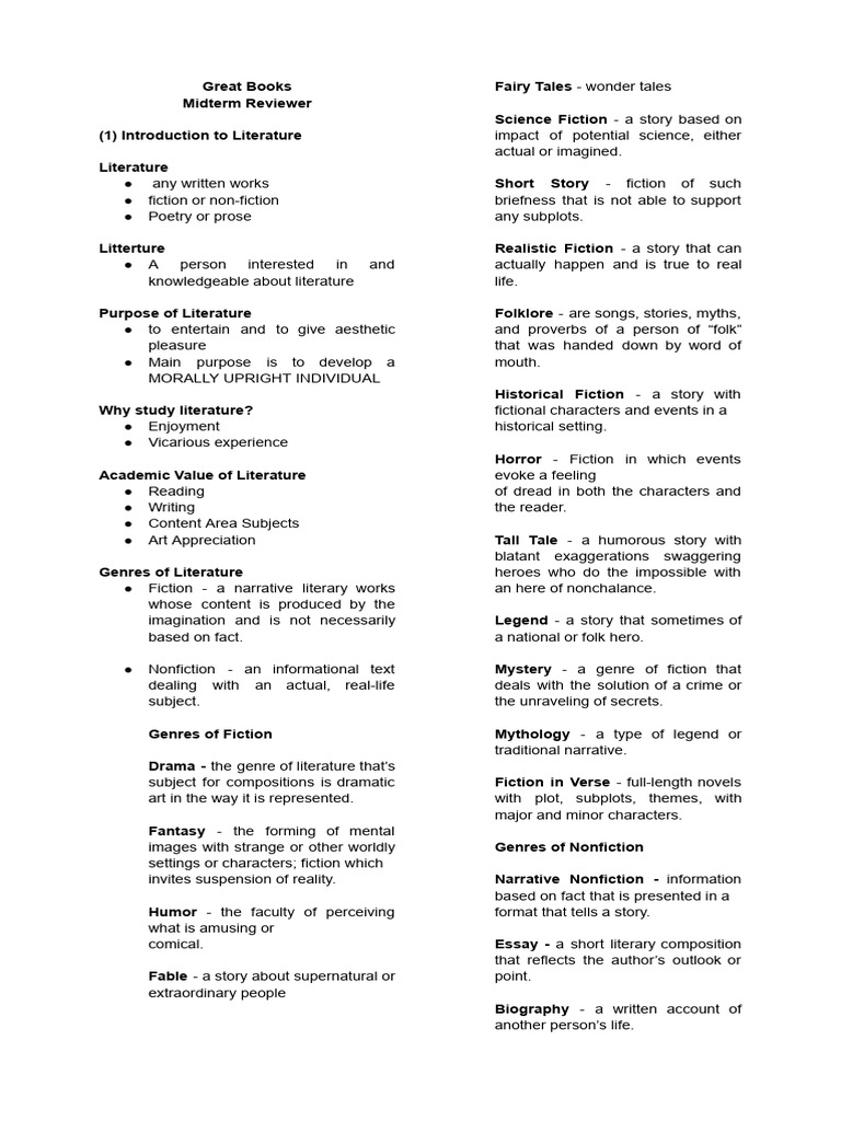 Great Books Midterm Reviewer | PDF | Narrative | Vedas