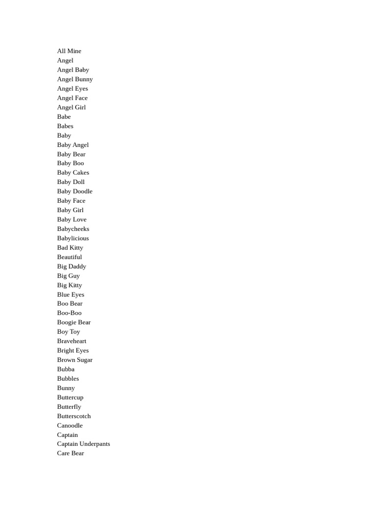 Sweet Names For Girls | PDF