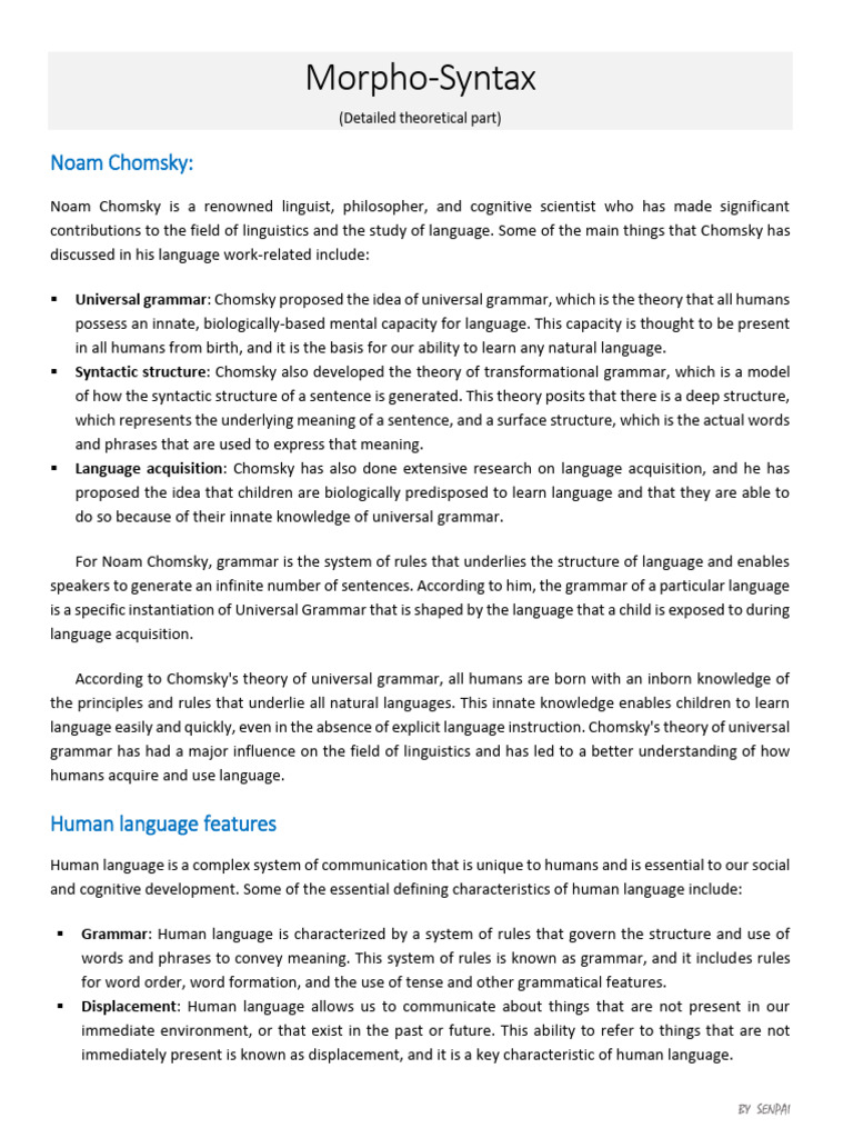 Morpho-Syntax (Theory Only) | PDF | Part Of Speech | Word