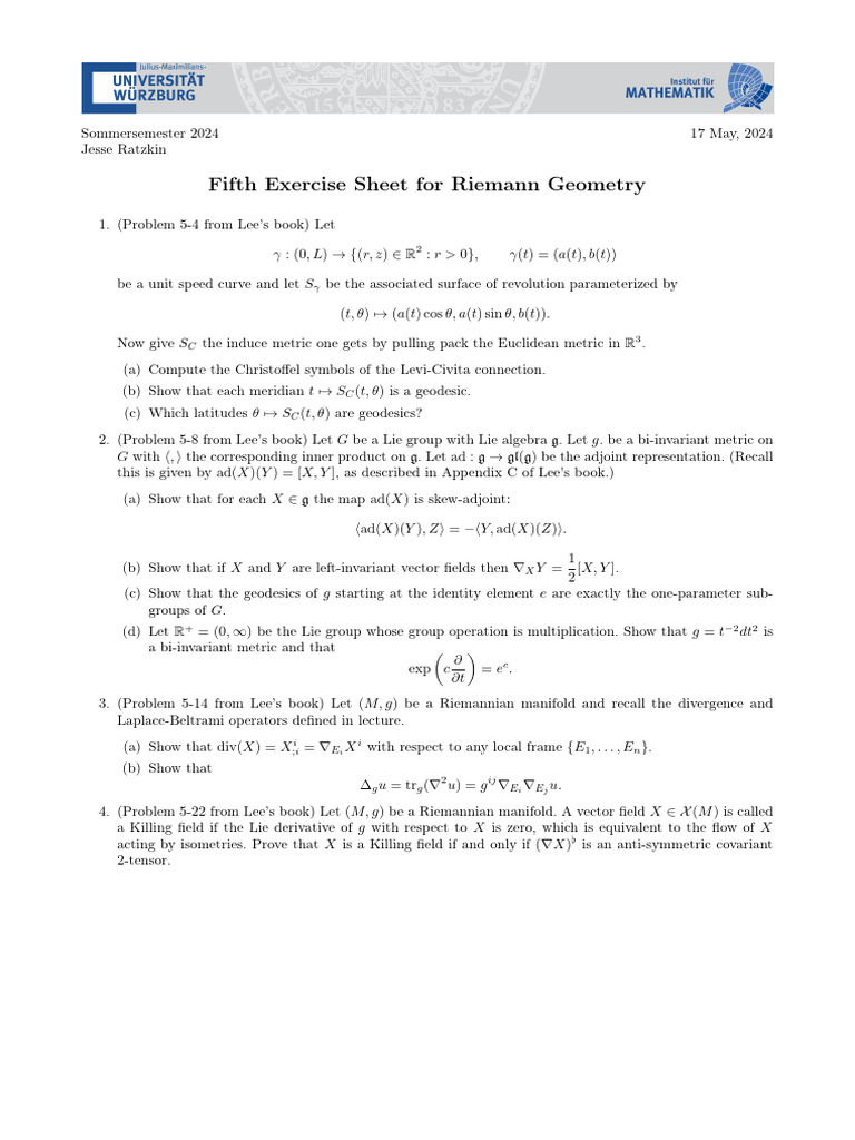 Riemannian Exercise 05 | PDF | Mathematical Objects | Mathematics