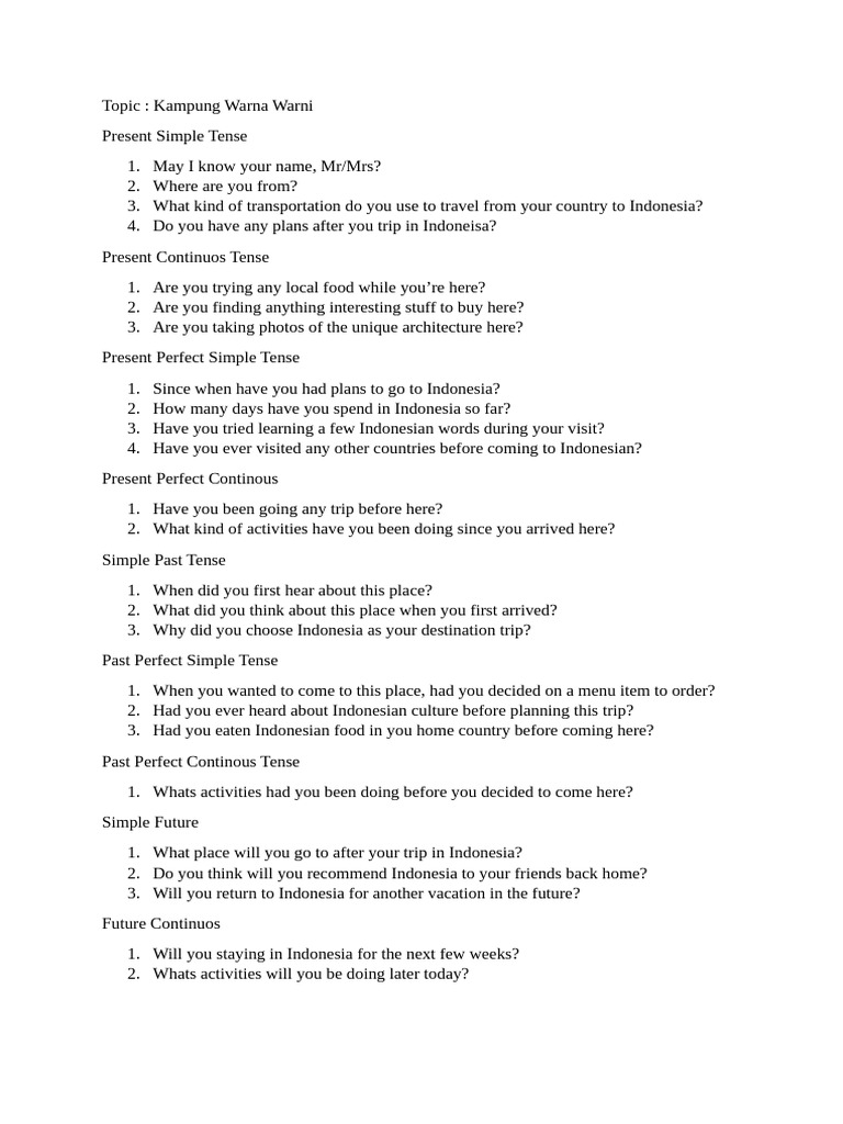 Pertanyaan Interview Bule | PDF | Grammar | Linguistics