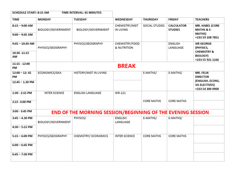 iPASS Updated Timetable - Form 1s-Morning and Evening Sessions | PDF