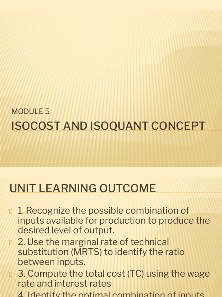 Chapter 5 ISOCOST AND ISOQUANT CONCEPT | PDF | Economics | Business