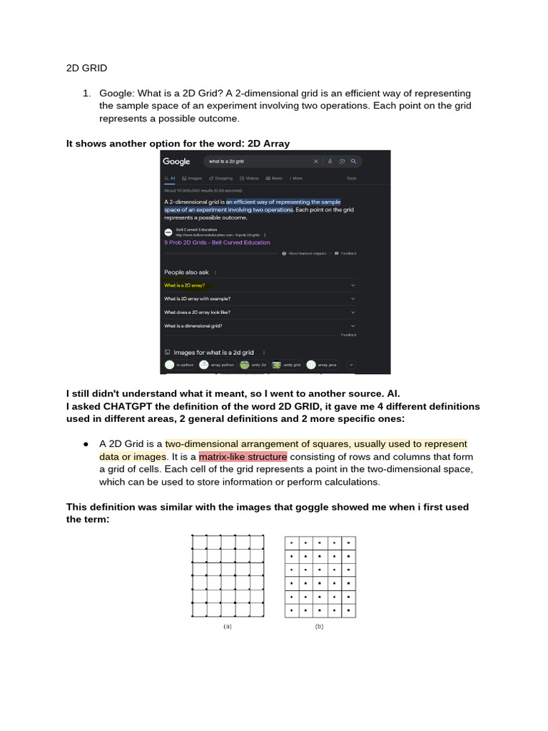 2D Grid Elizabeth Gaspar | PDF | Matrix (Mathematics) | 2 D Computer ...