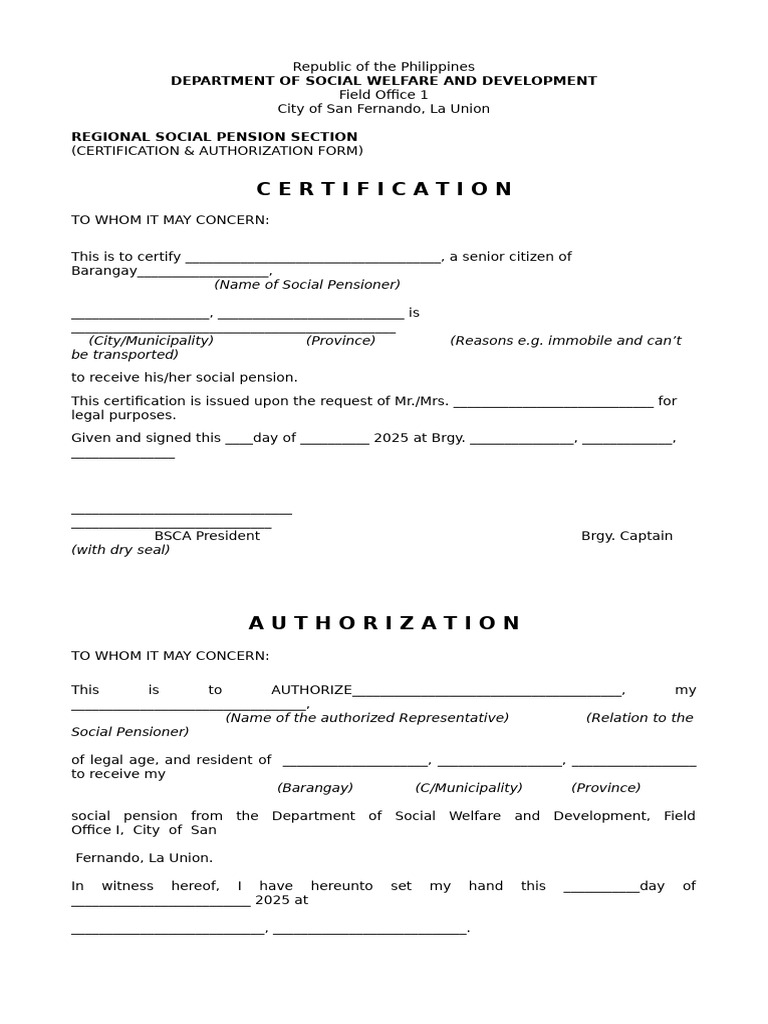 DSWD Form | PDF