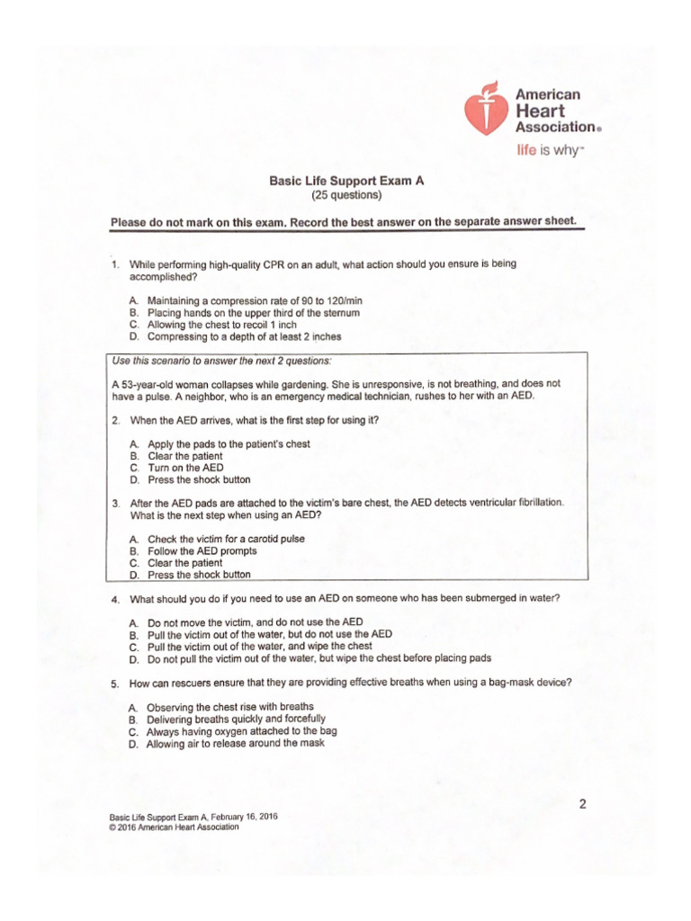 2021 BLS Test | PDF